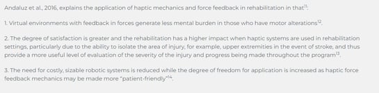 Rehabilitation and Force Feedback